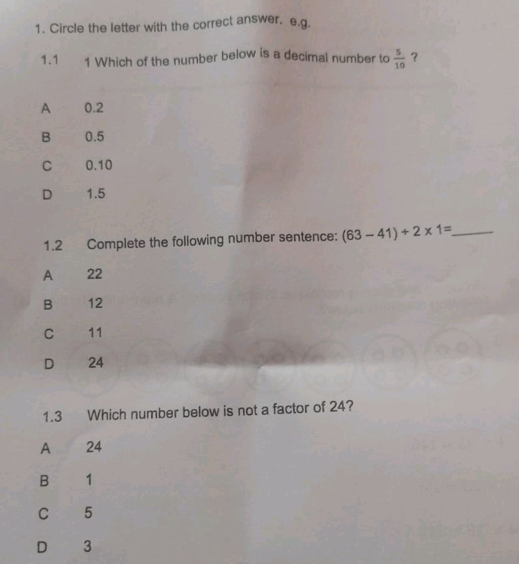 1. Circle the letter with the correct | StudyX