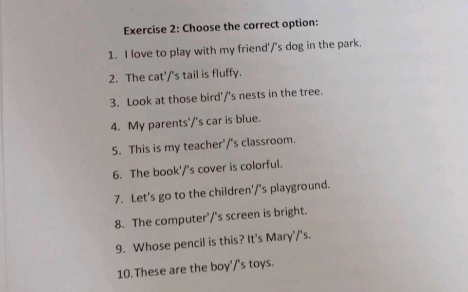 Exercise 2: Choose the correct option: 1. I | StudyX
