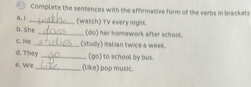 Complete the sentences with the affirmative | StudyX