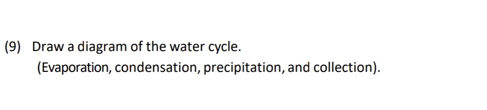 (9) Draw a diagram of the water cycle. | StudyX