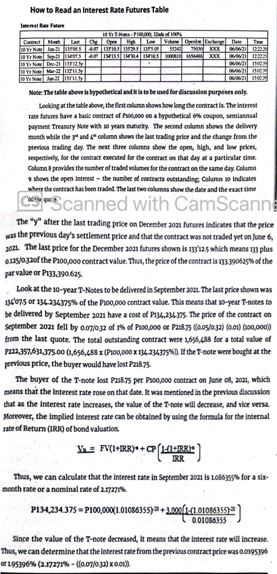 How to Read an Interest Rate Futures Table | StudyX