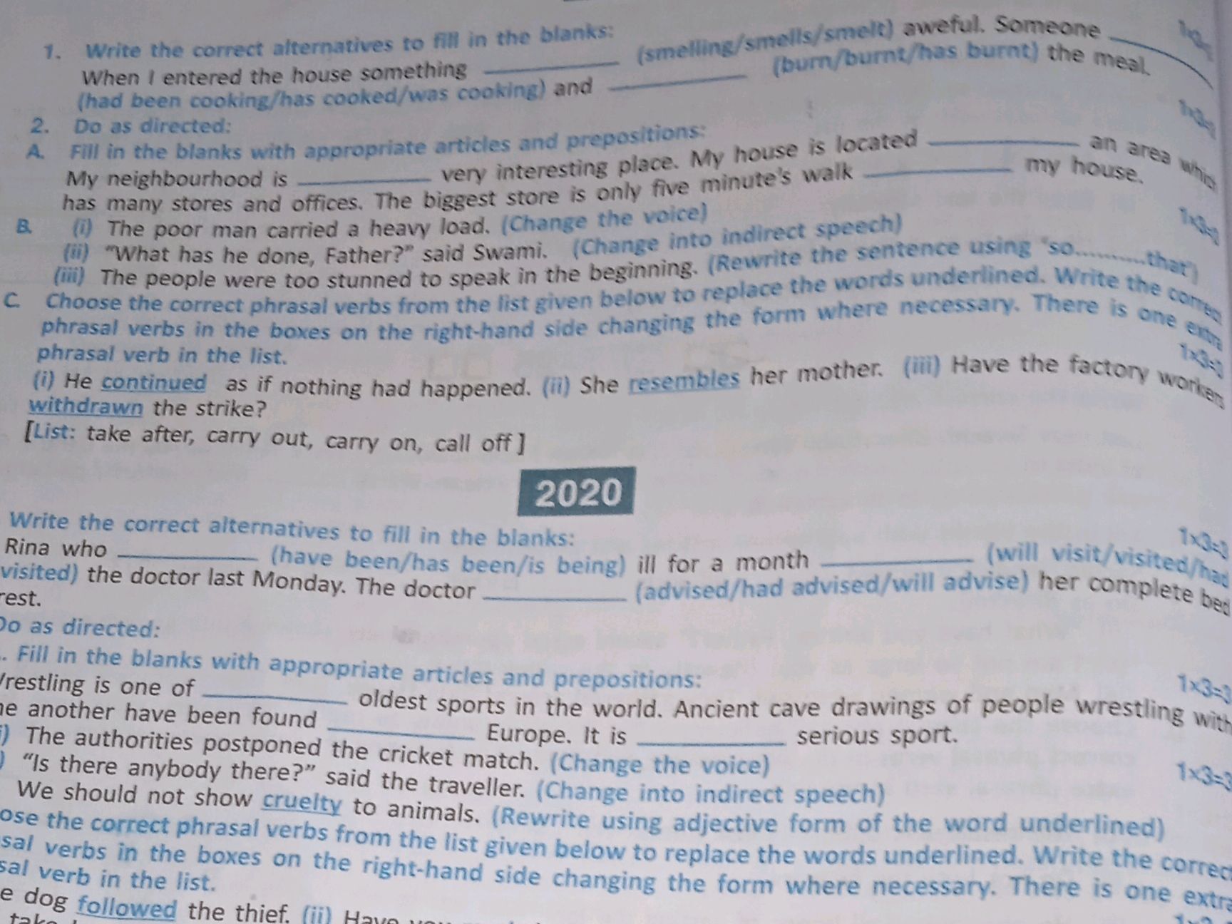 1. Write the correct alternatives to fill in | StudyX