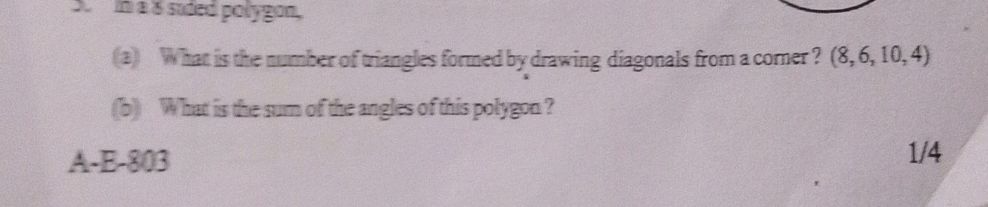3. In a 8 sided polygon, (a) What is the | StudyX