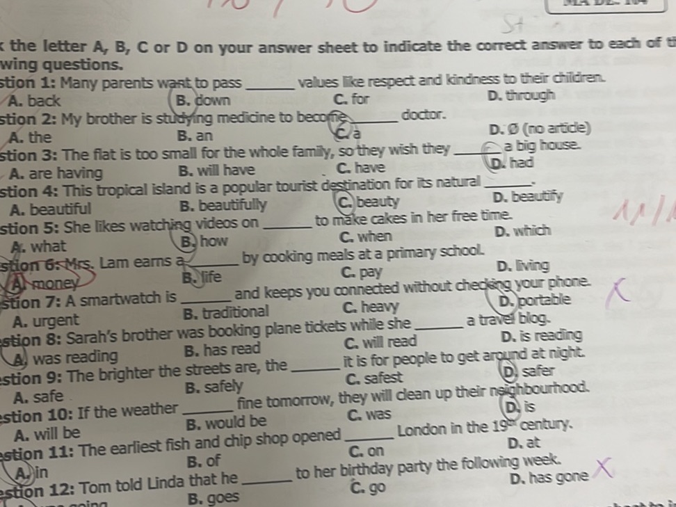 1. Many parents want to pass ____ values | StudyX