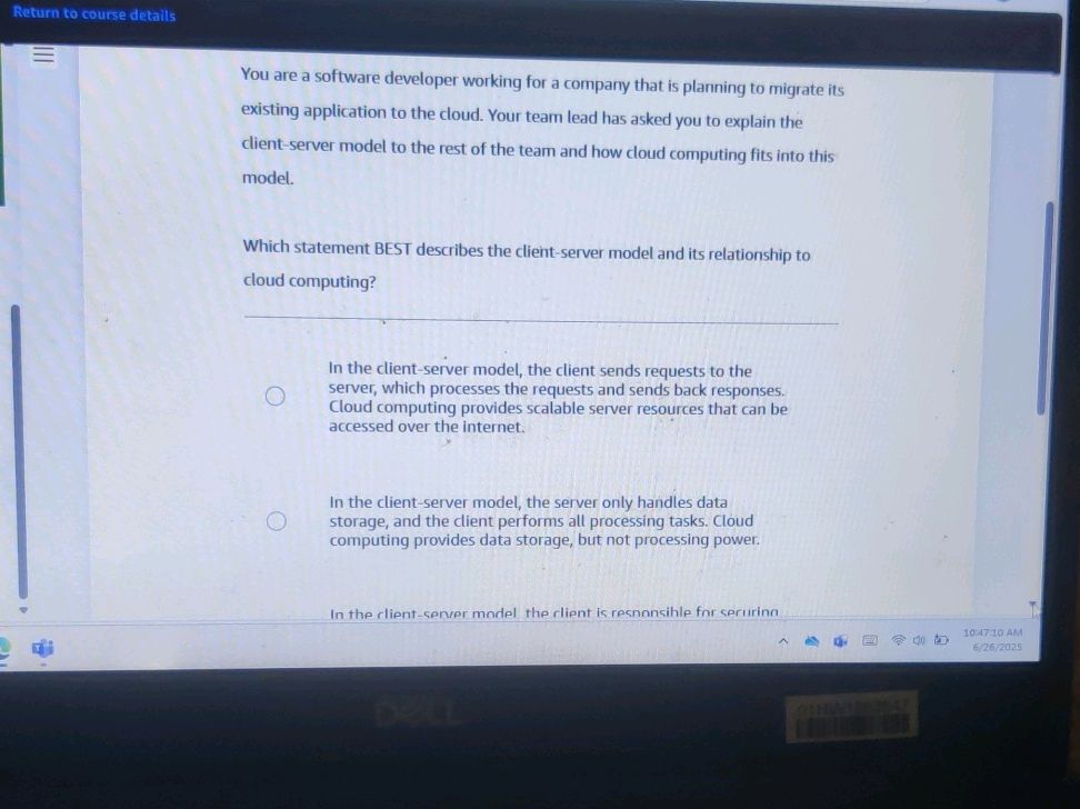 You are a software developer working for a | StudyX