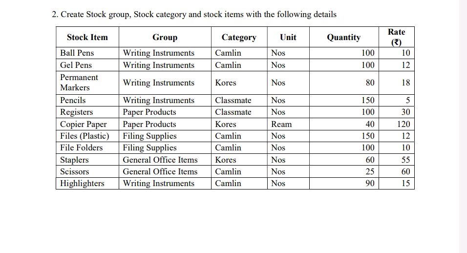 2. Create Stock group, Stock category and | StudyX