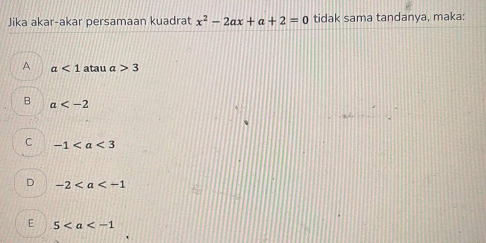 Jika akar-akar persamaan kuadrat $x^2 - 2ax | StudyX