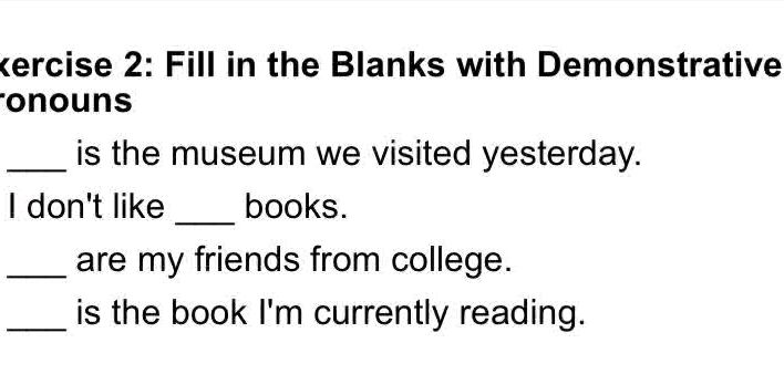 Exercise 2: Fill in the Blanks with | StudyX