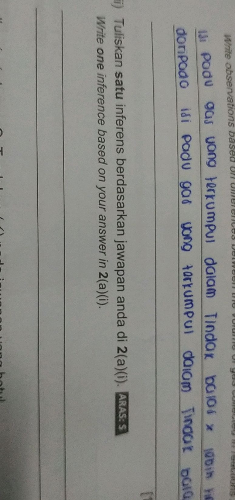 i) Tuliskan satu inferens berdasarkan | StudyX