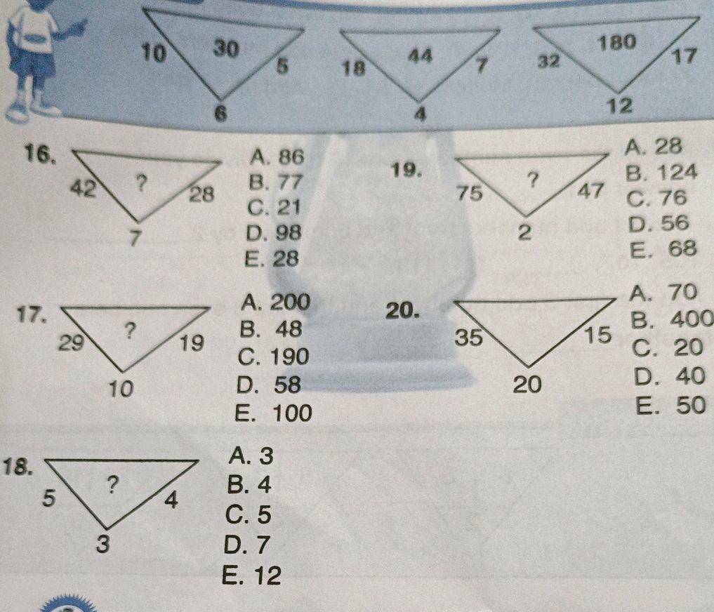 16. {c} 42 ? 7 28 A. 86 B. | StudyX