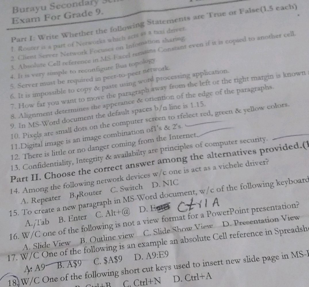 Part I: Write Whether the following | StudyX