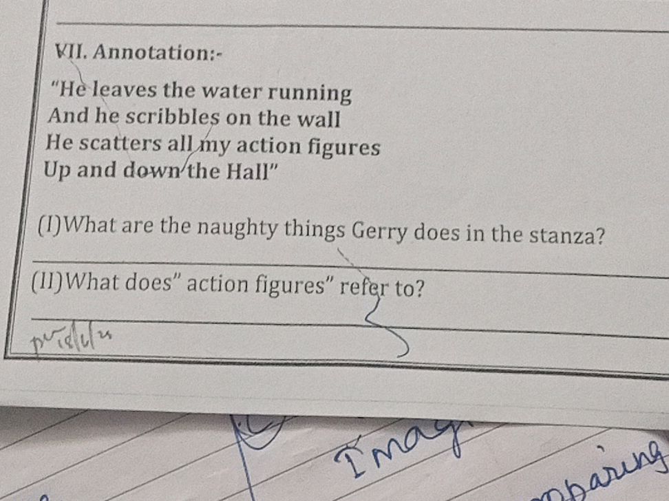 VII. Annotation:- "He leaves the water | StudyX