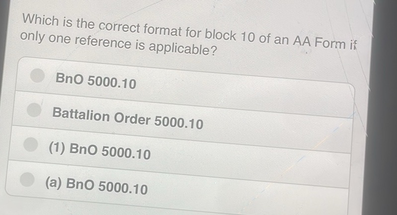Which is the correct format for block 10 of | StudyX
