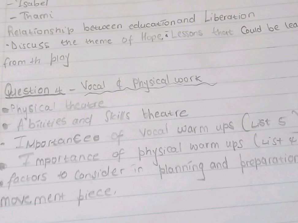 Question 4 - Vocal Physical work - | StudyX
