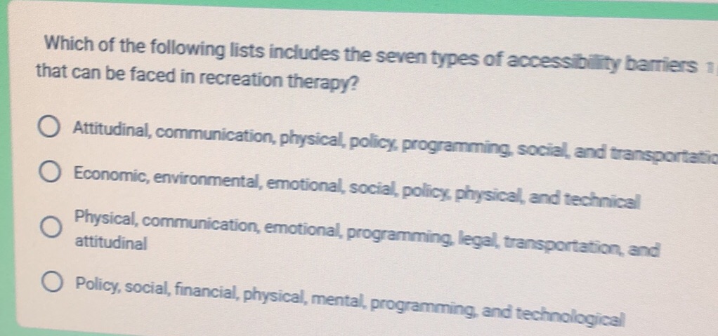 Which of the following lists includes the | StudyX