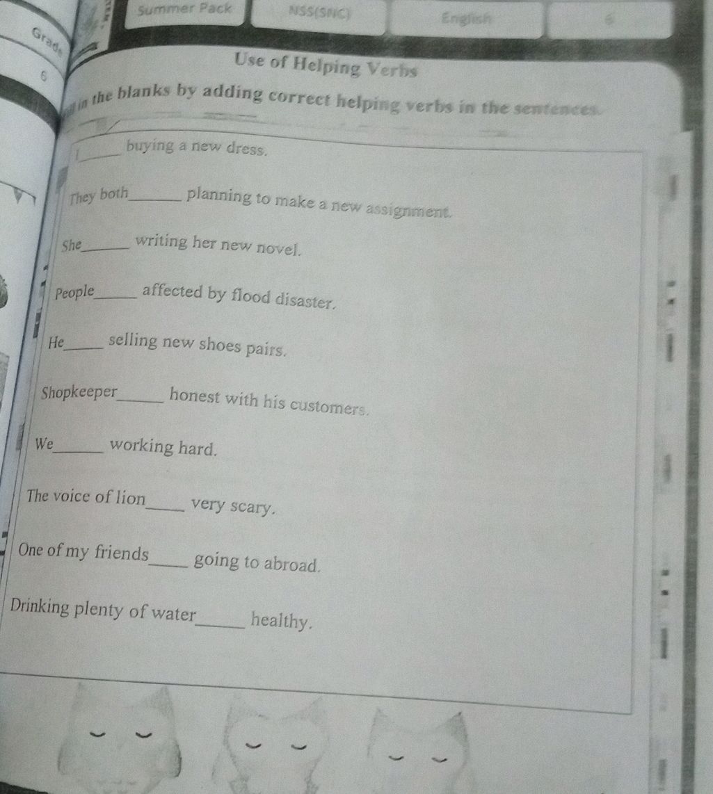 Use of Helping Verbs Fill in the blanks by | StudyX