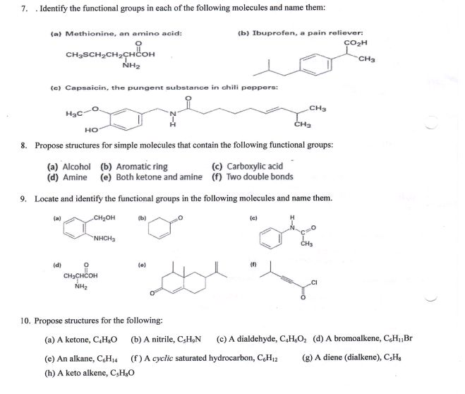 7. Identify the functional groups in each of | StudyX