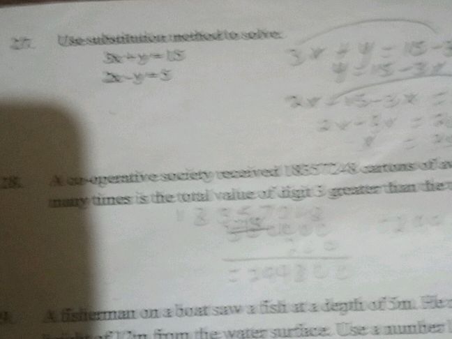 27. Use substitution method to solve. 3x + | StudyX