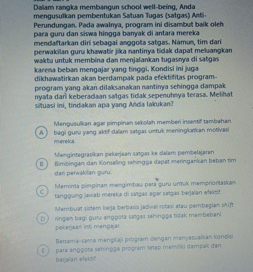 Dalam rangka membangun school well-being, | StudyX