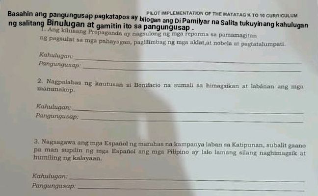 Basahin ang pangungusap pagkatapos ay | StudyX