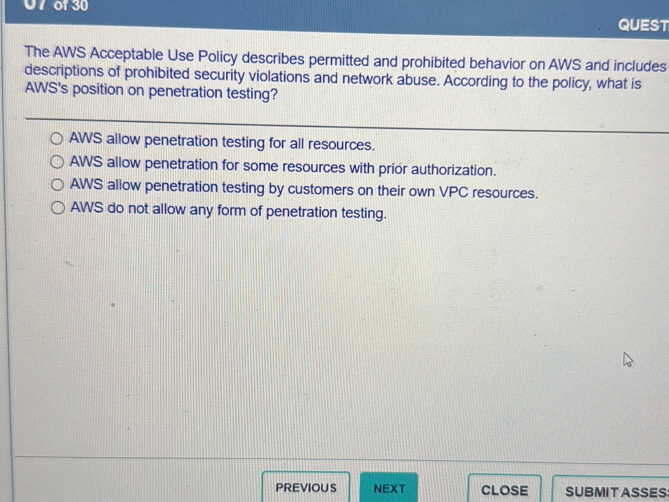 The AWS Acceptable Use Policy describes | StudyX
