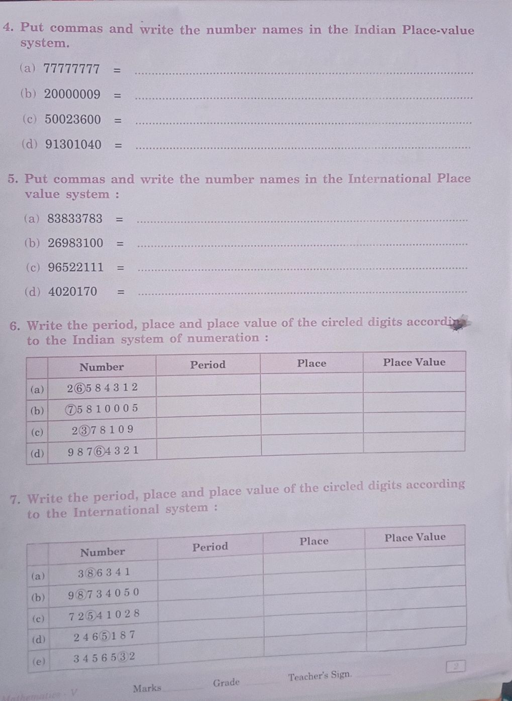 4. Put commas and write the number names in | StudyX