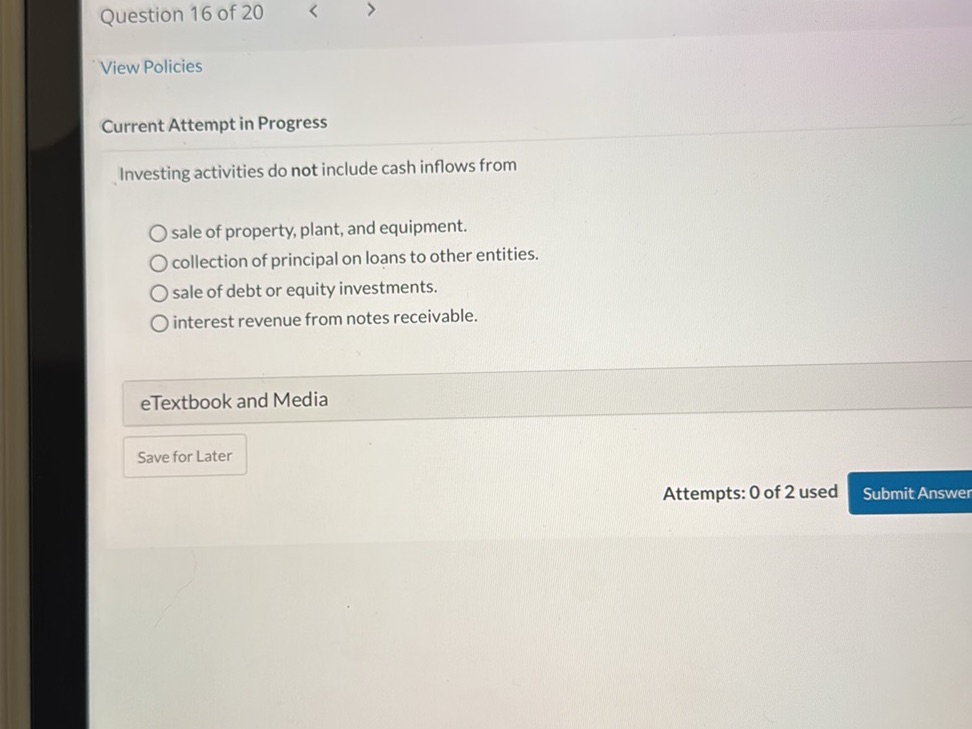 Investing activities do not include cash | StudyX