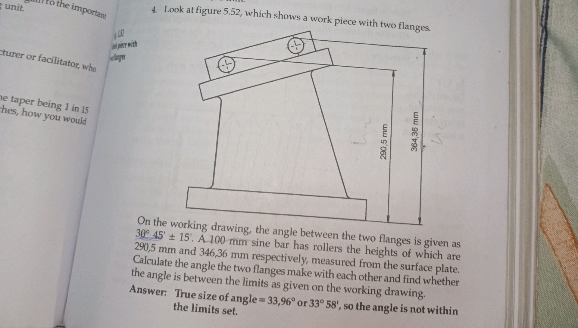 On the working drawing, the angle between | StudyX