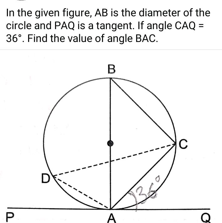 In the given figure, AB is the diameter of | StudyX