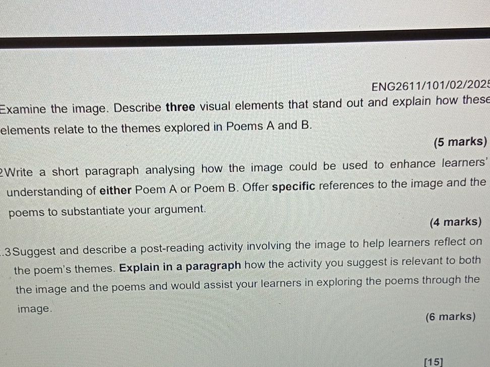 Examine the image. Describe three visual | StudyX