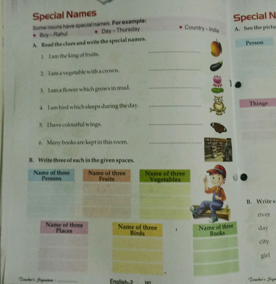 A. Read the clues and write the special | StudyX