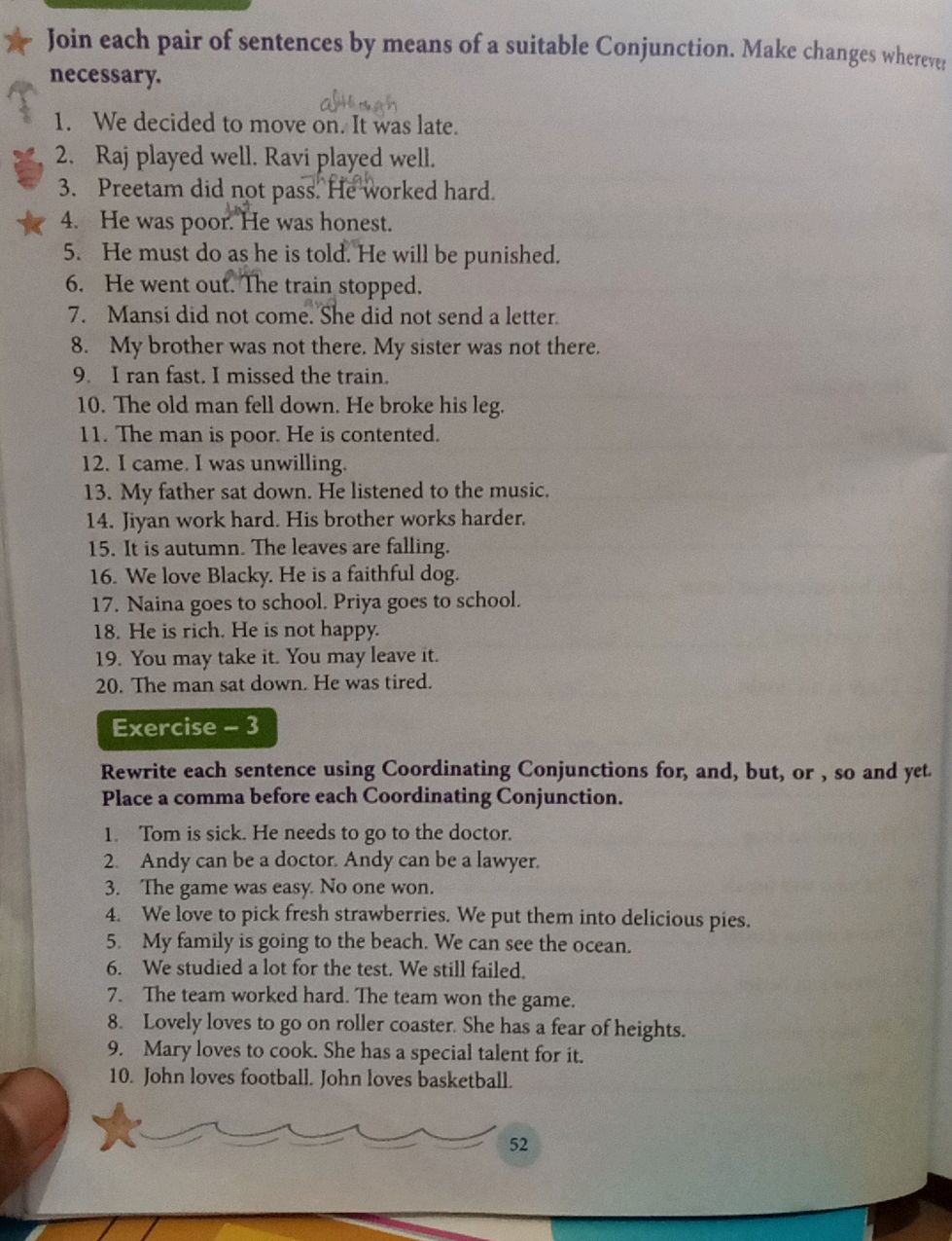 Join each pair of sentences by means of a | StudyX