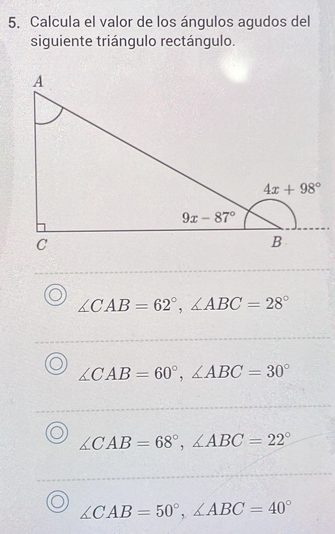 5. Calcula el valor de los ángulos agudos | StudyX