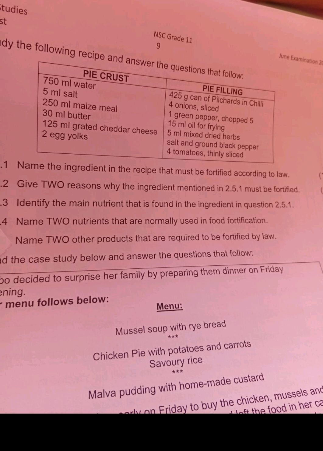 Study the following recipe and answer the | StudyX