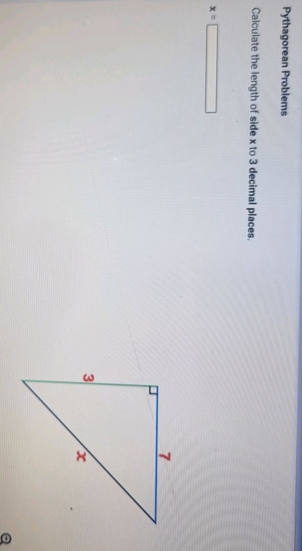 Calculate the length of side x to 3 decimal | StudyX