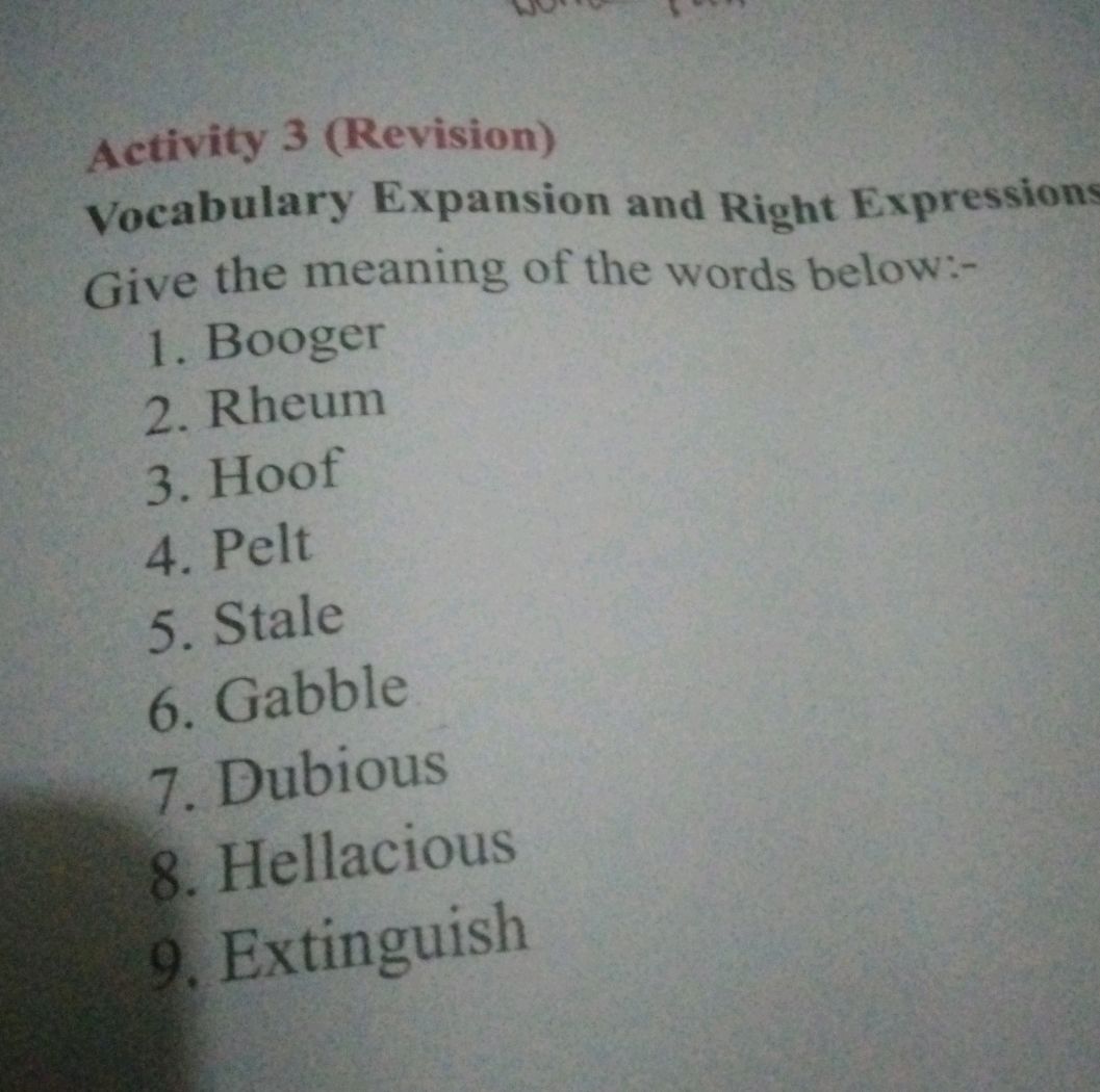 Give the meaning of the words below:- 1. | StudyX