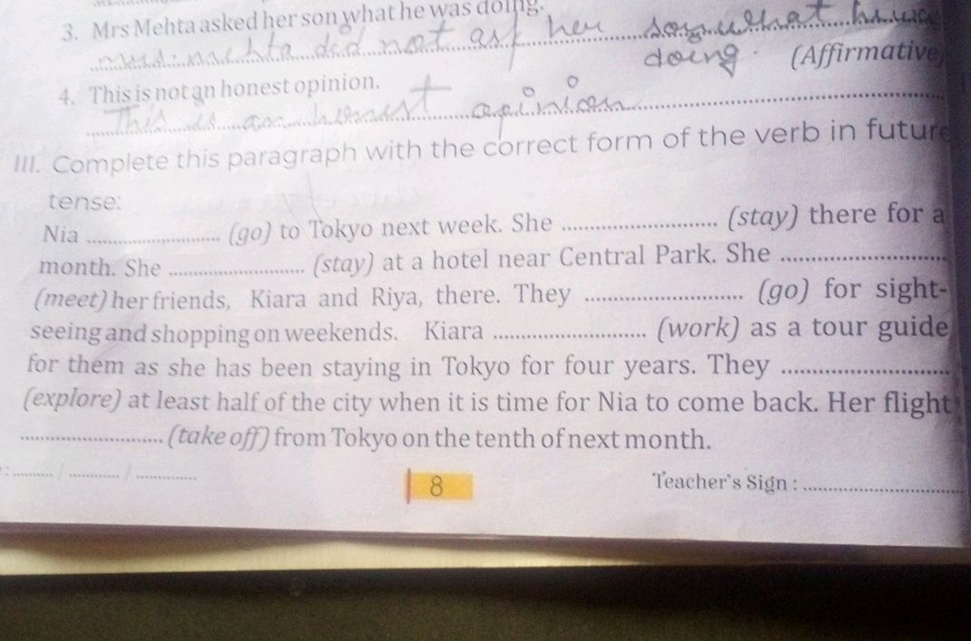 III. Complete this paragraph with the | StudyX