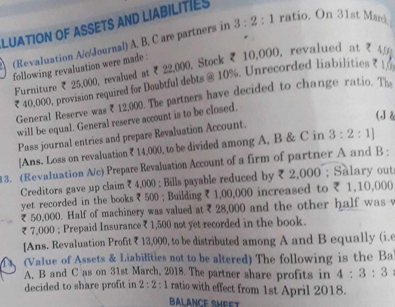 2) (Revaluation A/c/Journal) A, B, C are | StudyX