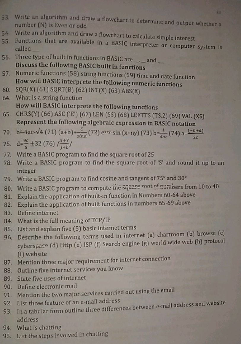 53. Write an algorithm and draw a flowchart | StudyX