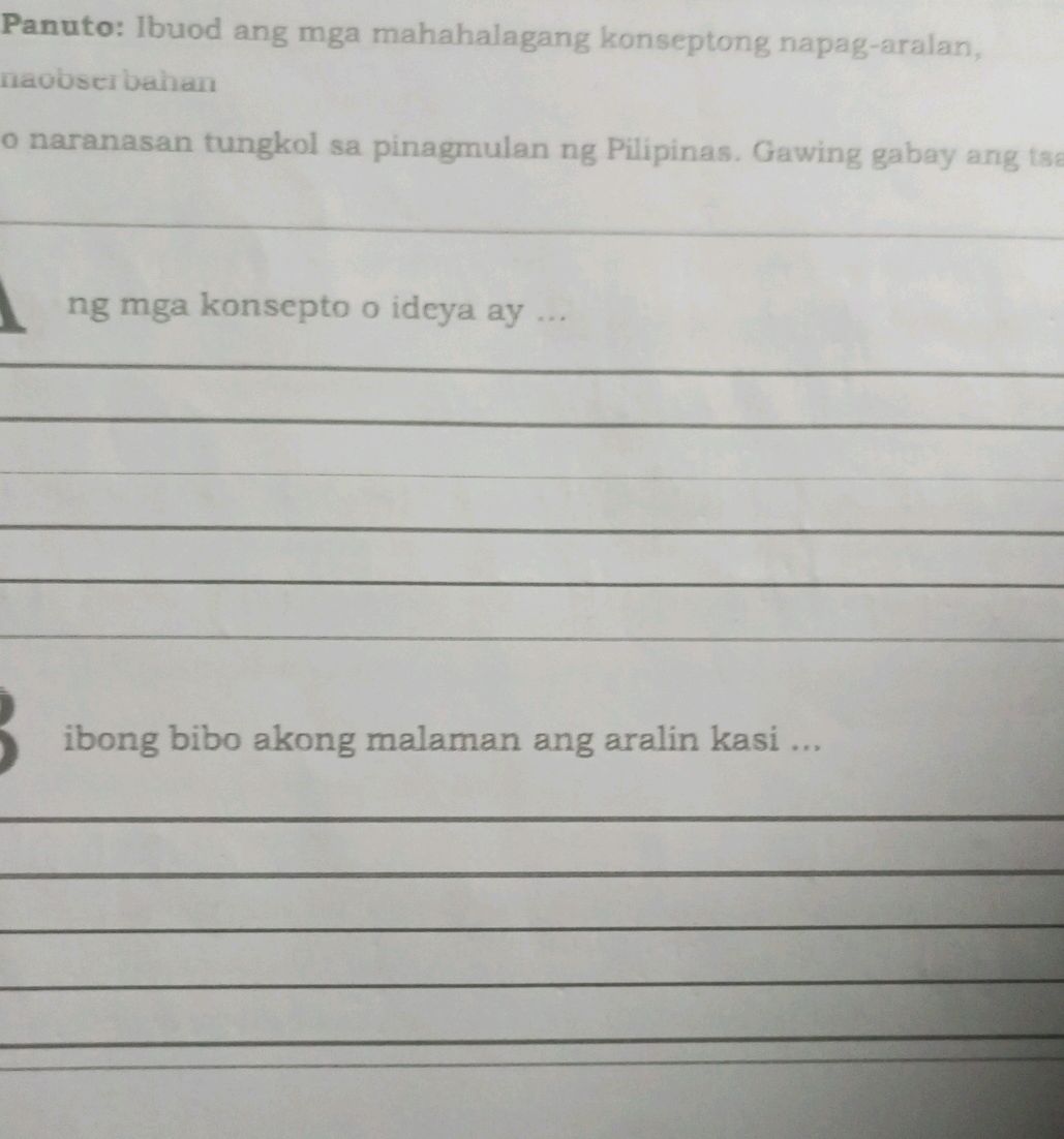 Panuto: Ibuod ang mga mahahalagang | StudyX