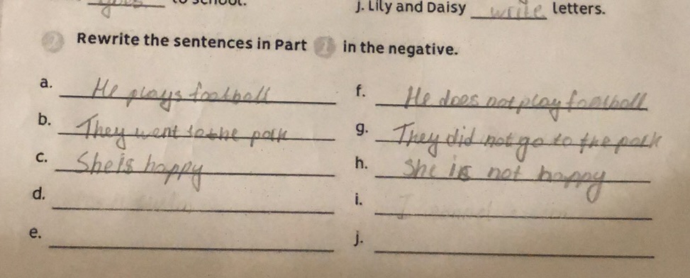 Rewrite the sentences in Part in the | StudyX