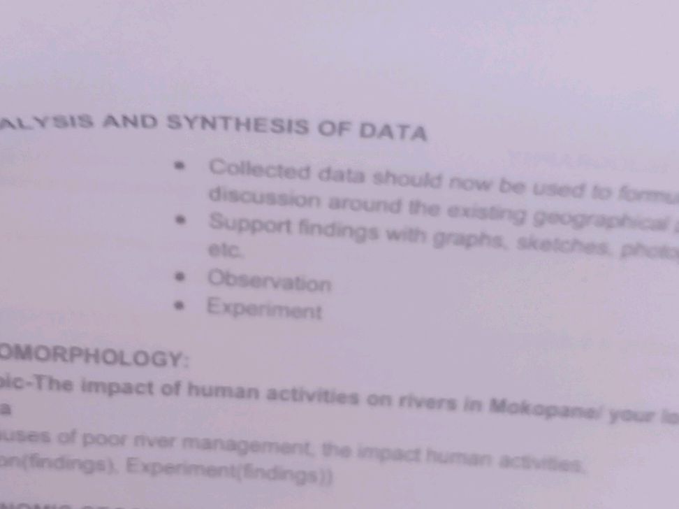 ALYSIS AND SYNTHESIS OF DATA * Collected | StudyX