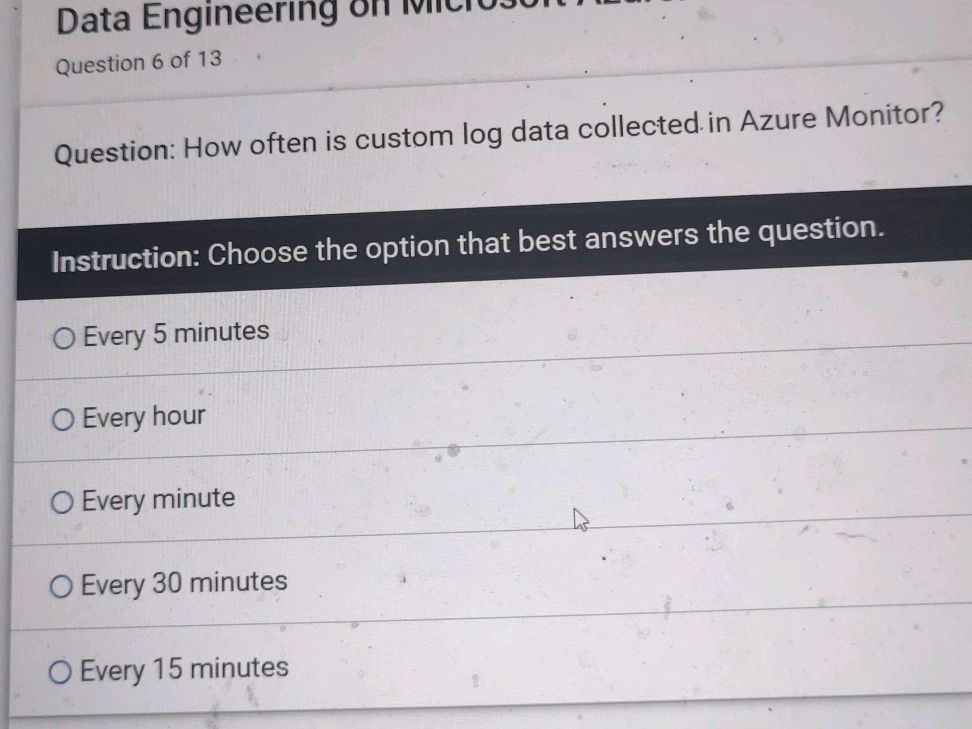 Question: How often is custom log data | StudyX