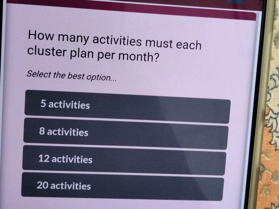 How many activities must each cluster plan | StudyX