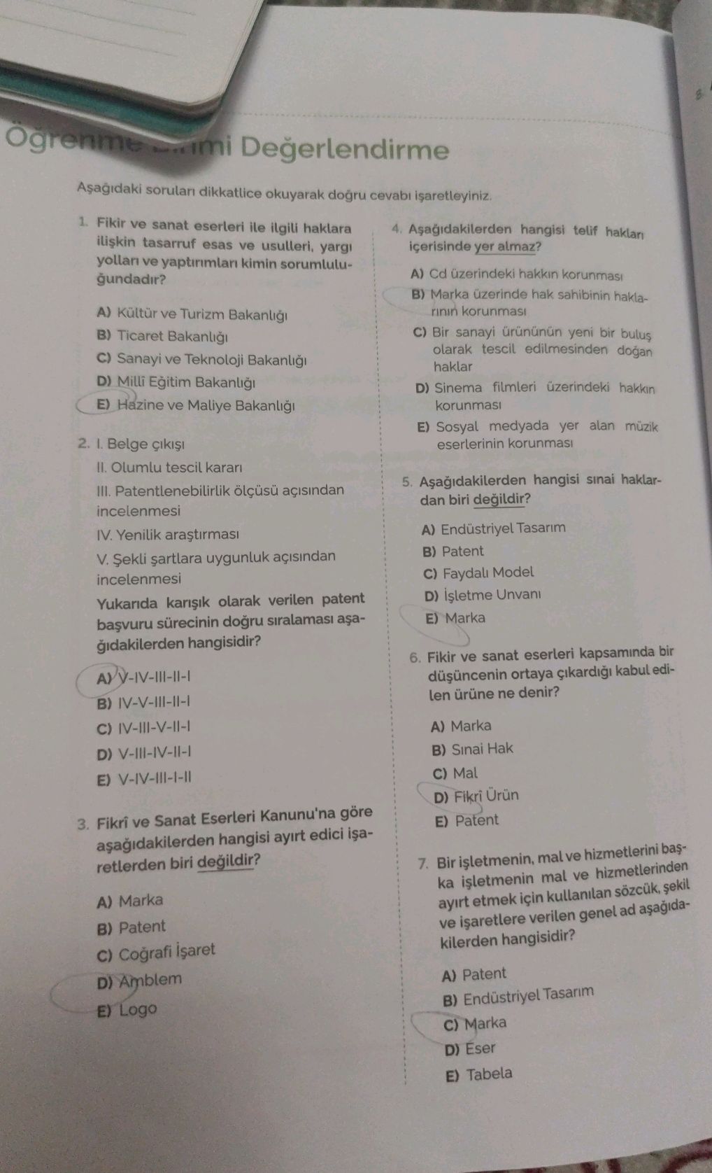 1. Fikir ve sanat eserleri ile ilgili | StudyX