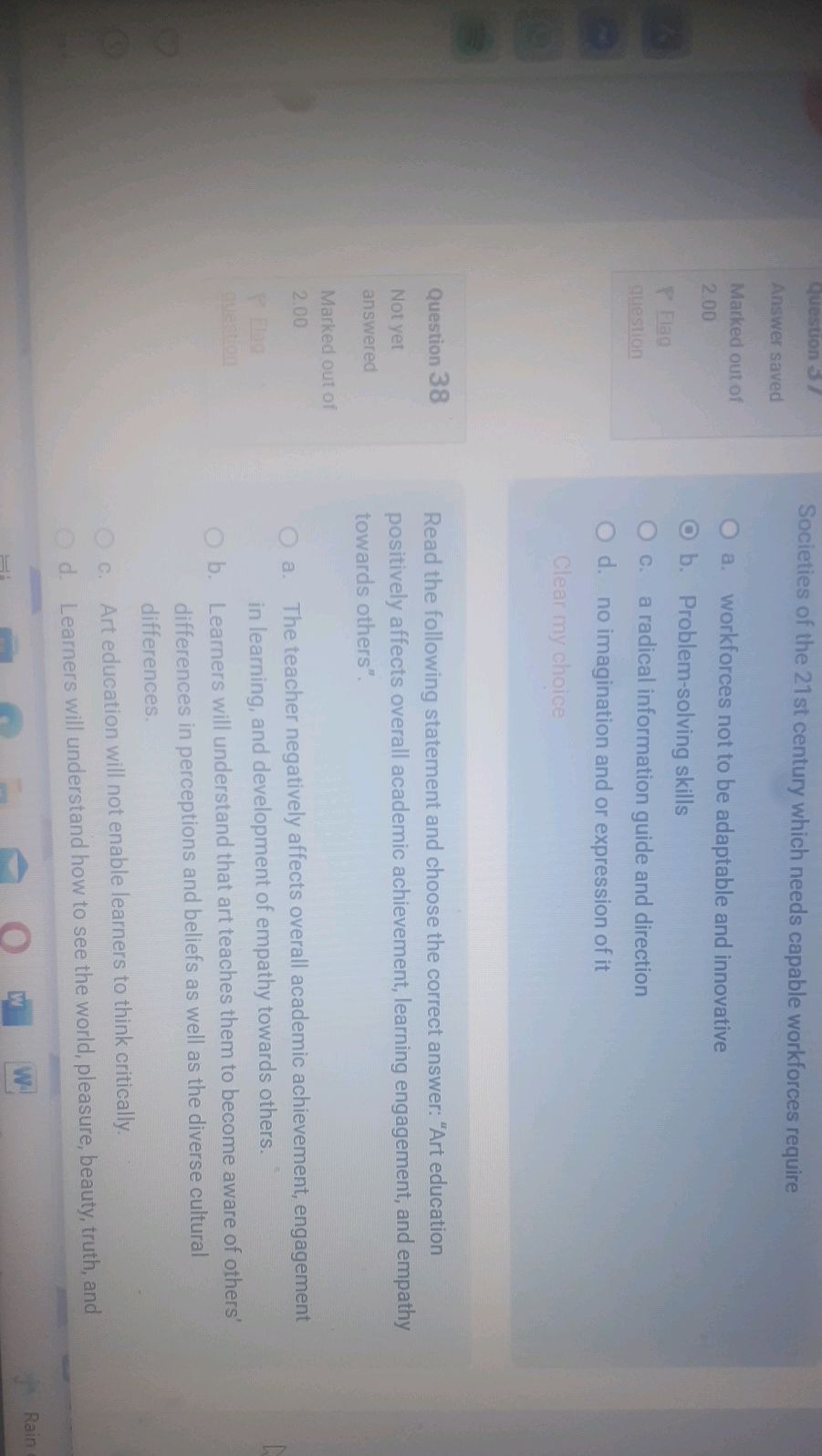 Read the following statement and choose the | StudyX