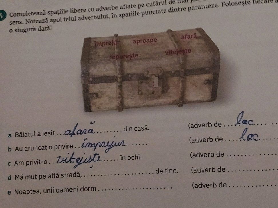 Completează spațiile libere cu adverbe | StudyX