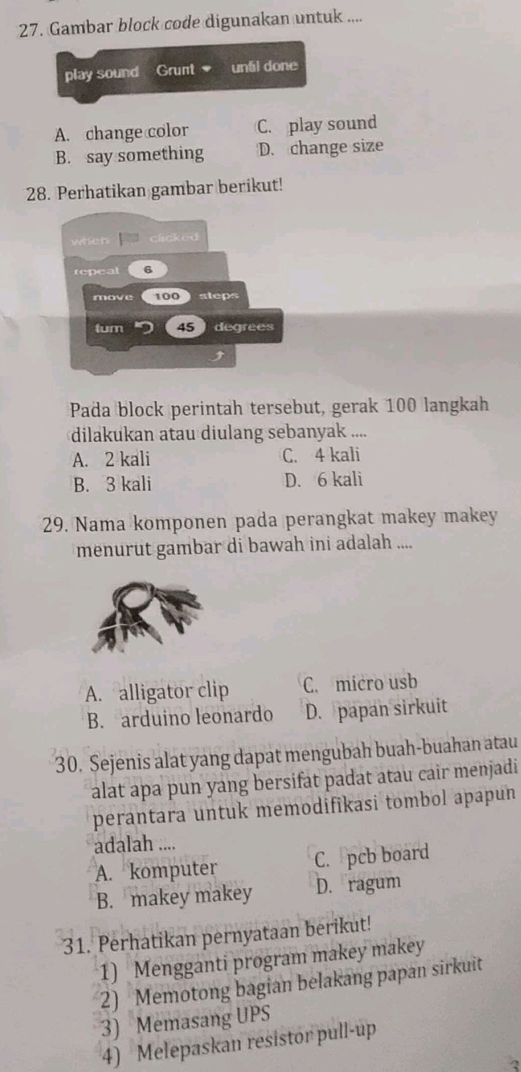 27. Gambar block code digunakan untuk .... | StudyX