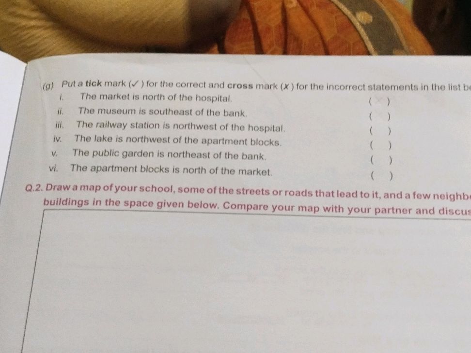 (g) Put a tick mark ( ) for the correct and | StudyX