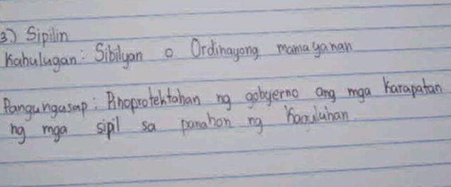 3) Sipilin Kahulugan: Sibilyan o Ordinayong